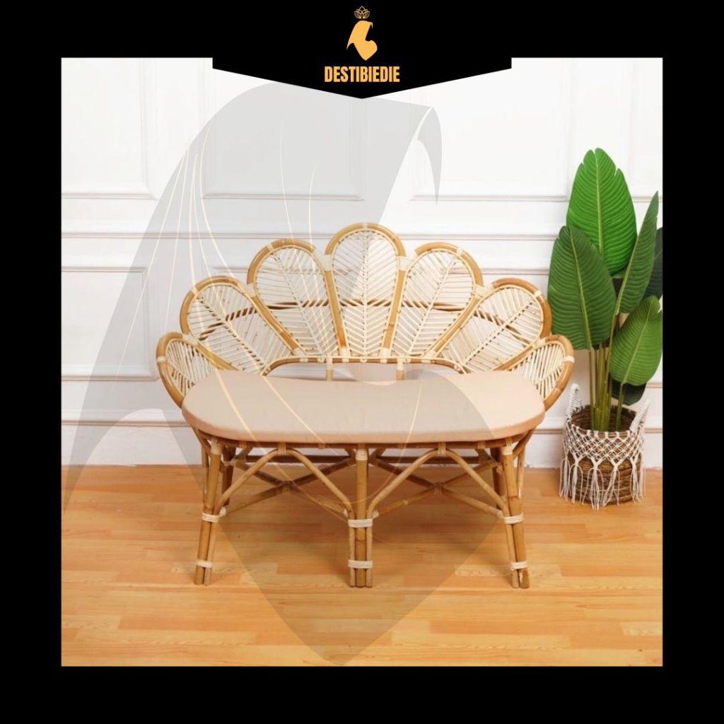 Jual Kursi Daun 2 Seat Bench Rotan Alami / Sofa Minimalis Rotan Natural ...