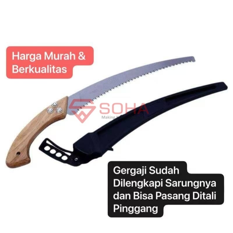 Jual TK-39 Gergaji Kopi Bisa Potong Dahan Pohon Model Lengkung Gagang Kayu ukuran 16 inch Sudah ...