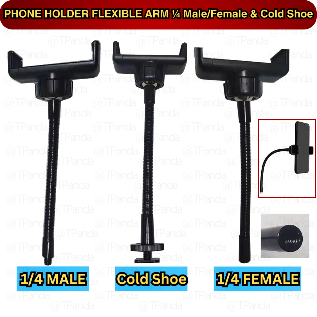 Jual PHONE HOLDER Flexible Extender Arm 1/4 Male/Cold Shoe/1/4 Female ...