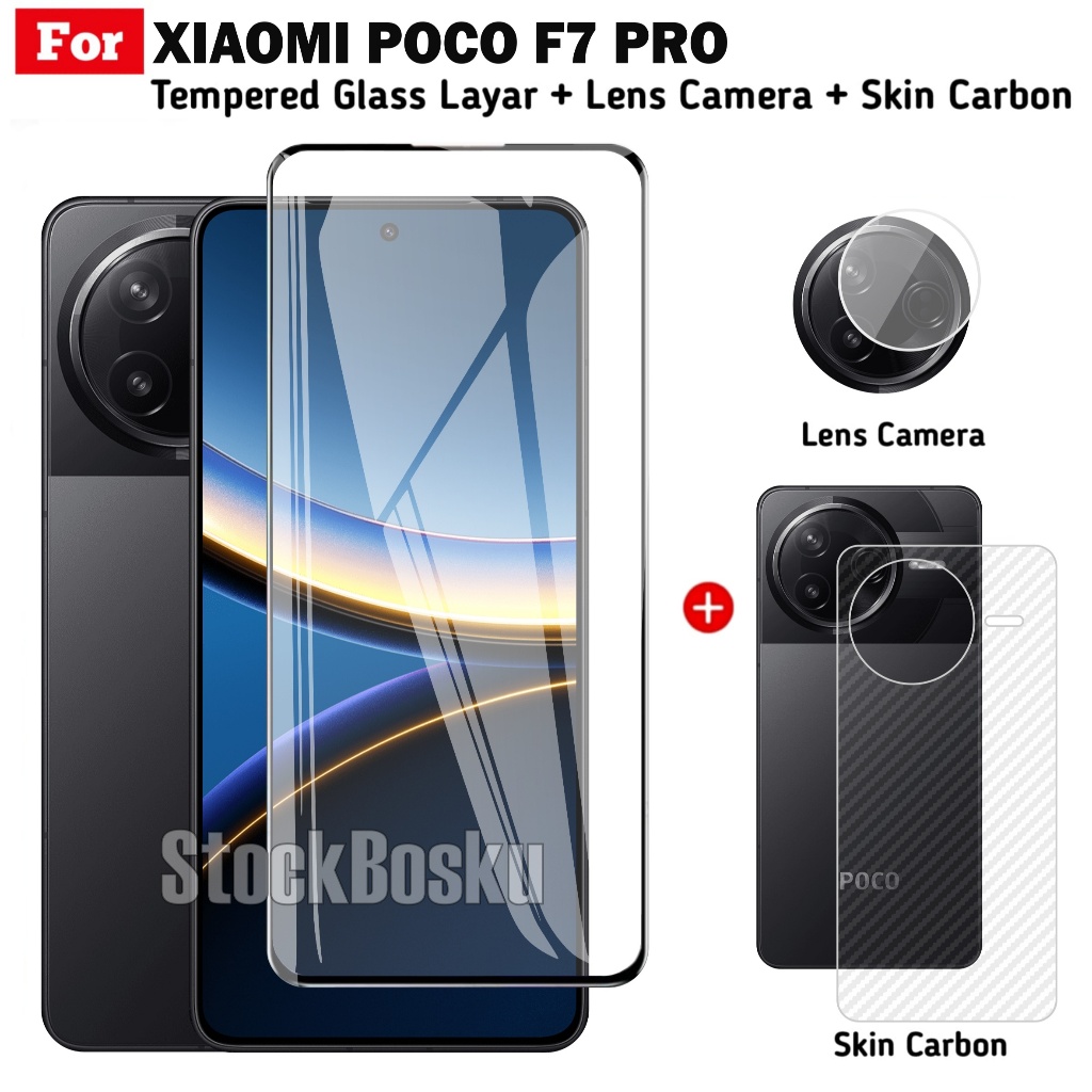 Jual Paket 3in1 Tempered Glass Xiaomi Poco F7 M7 Pro Ultra 5G Layar Full Free Lens Camera Dan ...
