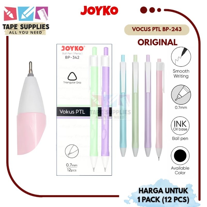 Jual (1 Pack) Ball Pen Pulpen Pena Joyko BP-342/363 Vokus PTL 0.7mm (12 pcs) | Shopee Indonesia