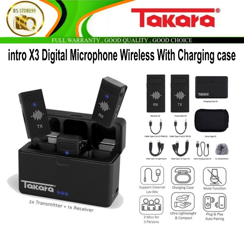 Jual Takara INTRO X3 Digital Wireless Mic Microphone with Charging Case ...