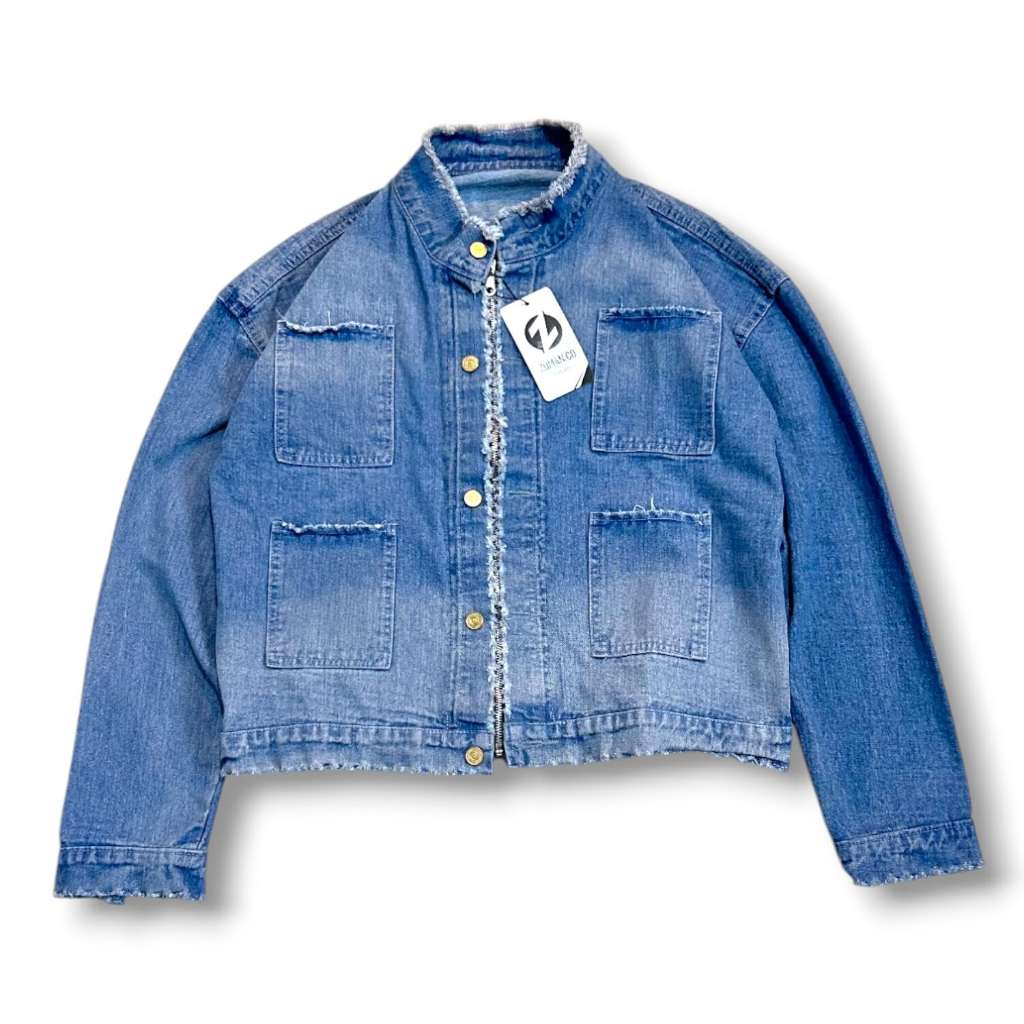 Jual Jaket Jeans Denim Boxy Oversize Menggunakan Penutup Ganda Kancing ...