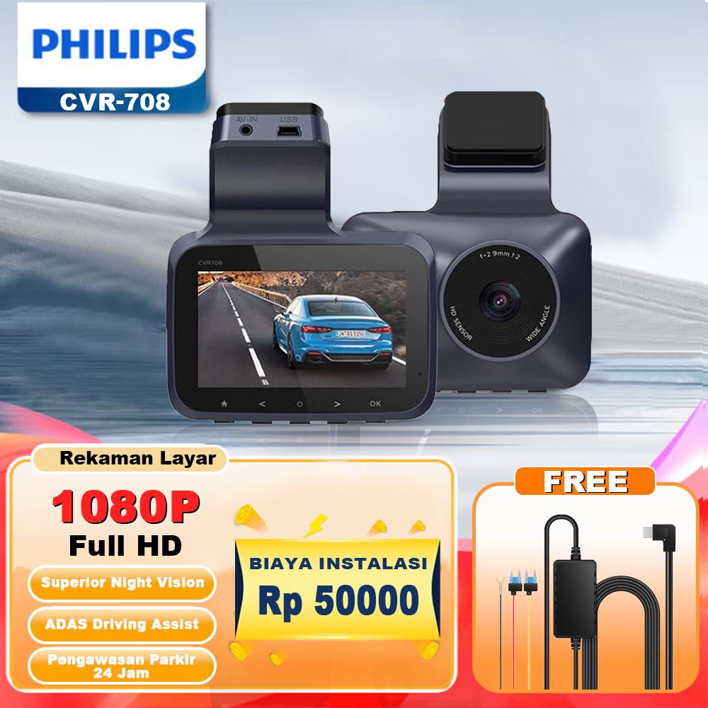Jual Philips Dashcam Kamera Dashboard Mobil CVR-708 1080P 140° Night ...