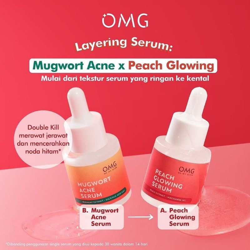 Jual OMG OH MY GLOW PEACH /MUGWORT ACNE /GLOWING SERUM 20ML | Shopee Indonesia