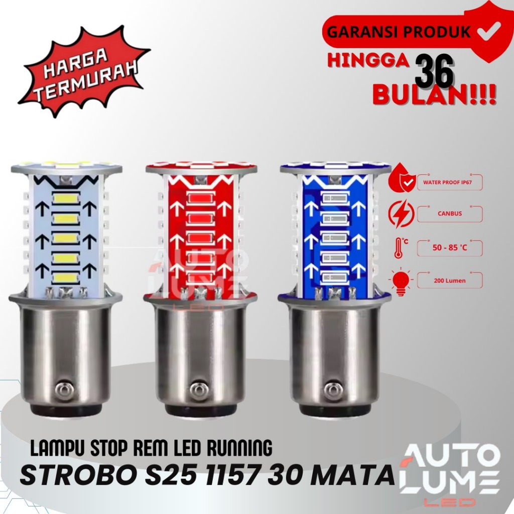 Jual AutoLume Lampu LED Stop Rem Lampu Rem Brake Strobo Senja Running ...