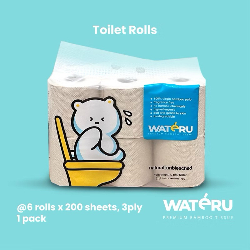 Jual Wateru Premium Bamboo Tissue / Tisu Bambu - Toilet 6 roll (1 pack ...
