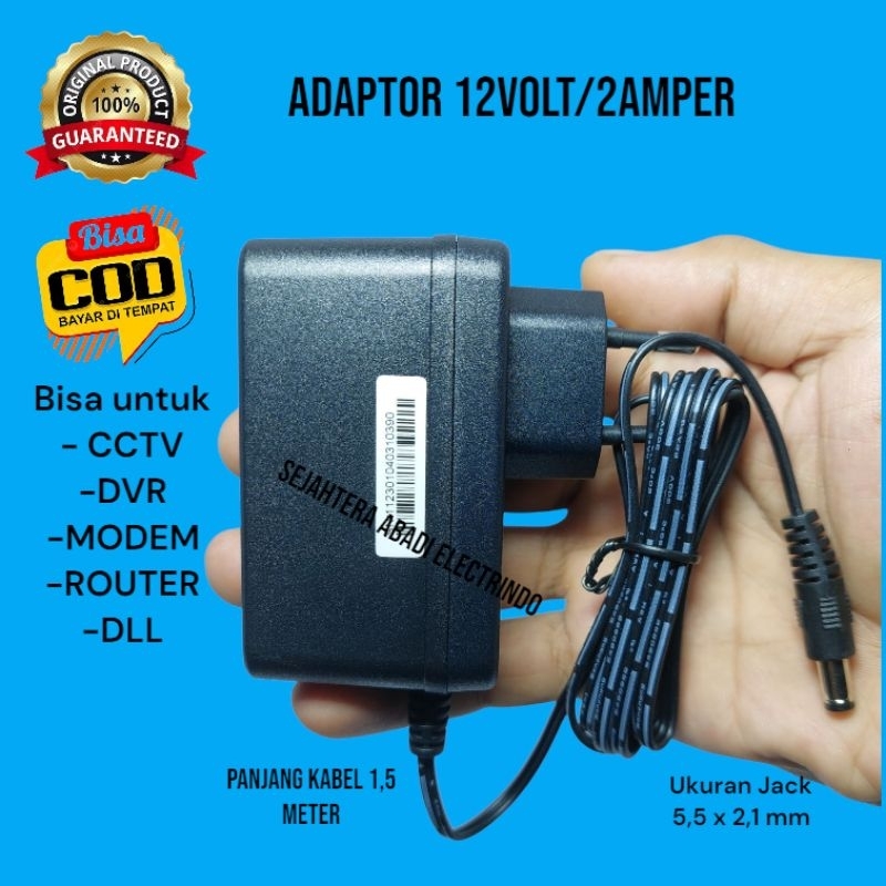 Jual Adaptor 12Volt 2Amper Original bawaan ONT/Modem Adaptor CCTV,LED ...