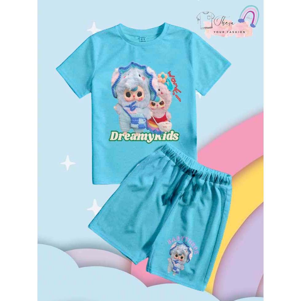 Jual Baju Kaos Setelan Anak Motif BABY THREE DREAMI KIDS Bahan Premium ...