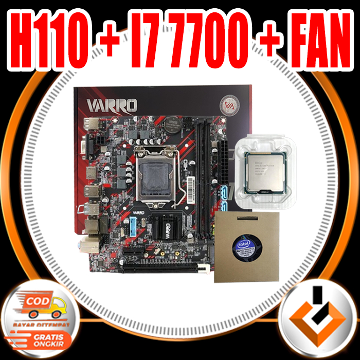 Jual Mainboard Mobo Varro H110 LGA 1151 dengan Processor i7 7700 dan ...
