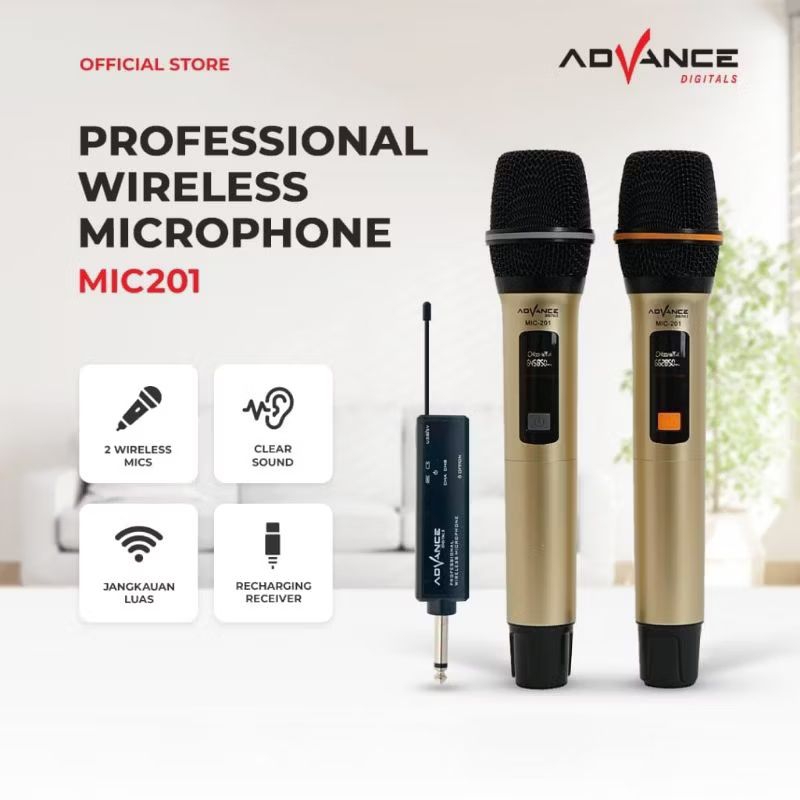 Jual Mic Wireless ADVANCE MIC-201 Dual Microphone Wireless Profesional ...