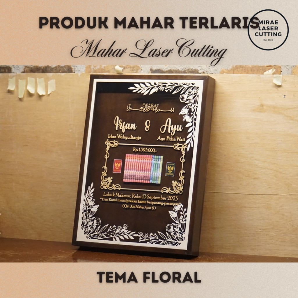 Jual Bingkai Mahar Pernikahan/ Mahar Lasercut / Pigura Mahar 30x40cm ...