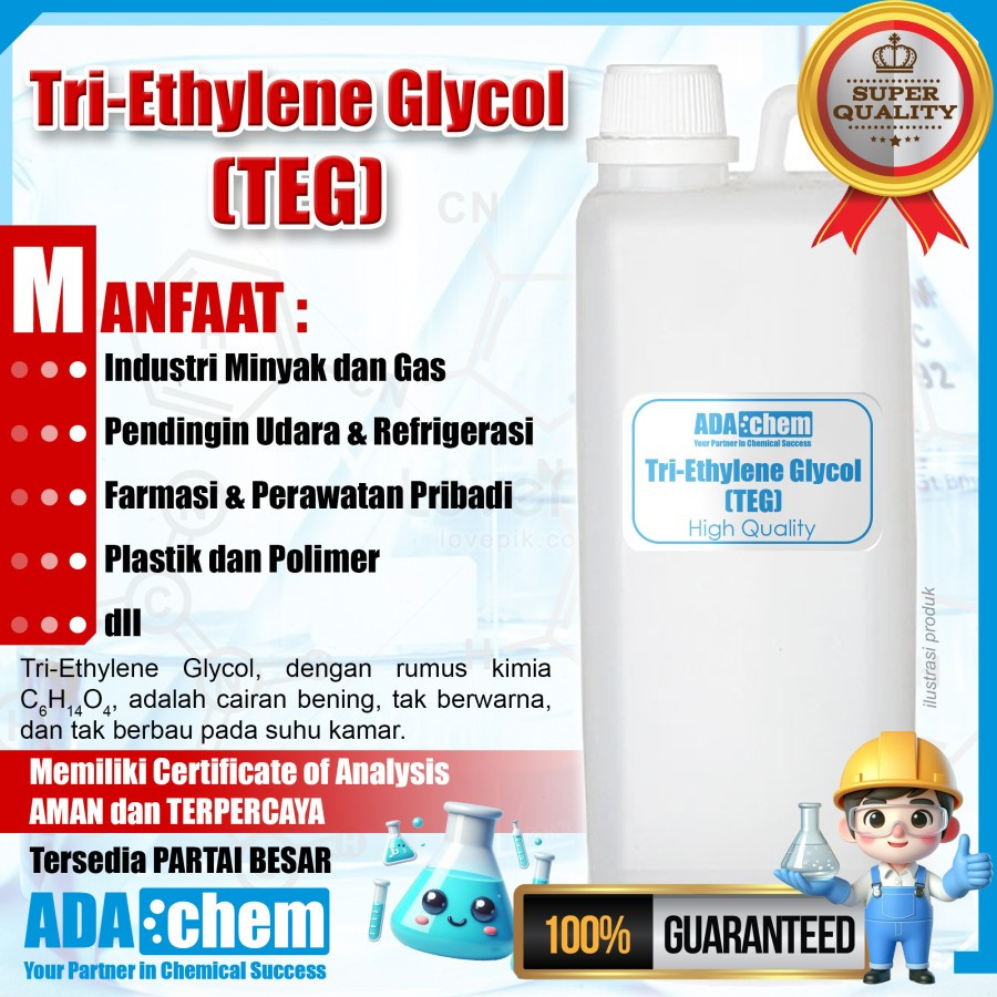 Jual Bahan Kimia Tri-Ethlylene Glycol (TEG) Kemasan 1 liter | Shopee ...