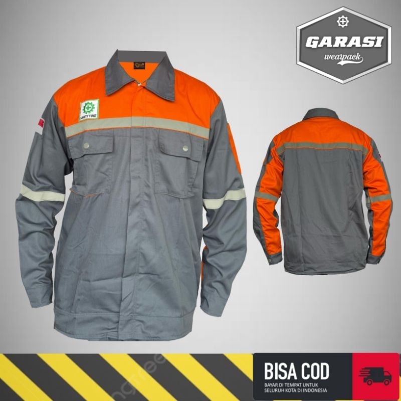 Jual Wearpack atasan/kemeja safety K3/pakaian APD proyek/ abu orange ...