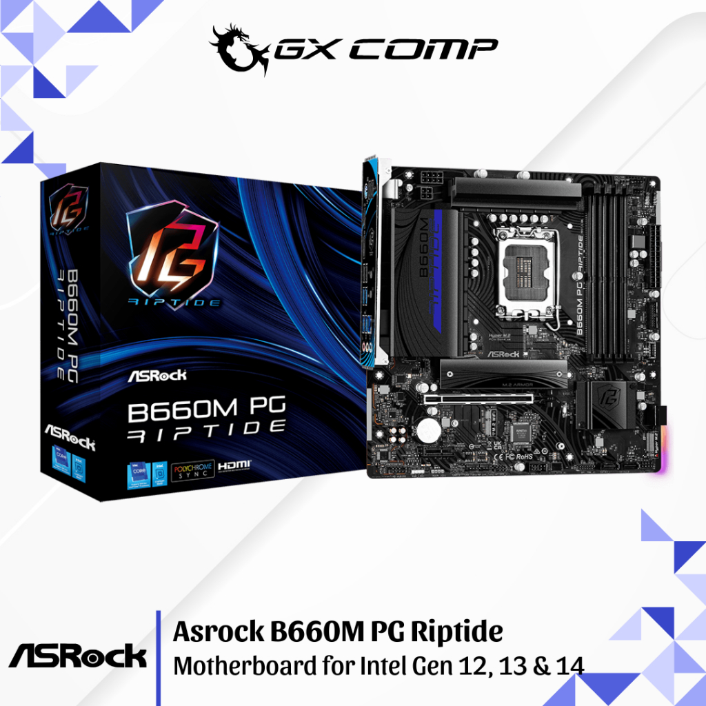 Jual Motherboard Asrock B660M PG Riptide Mobo for Intel Gen 12, 13 & 14 ...
