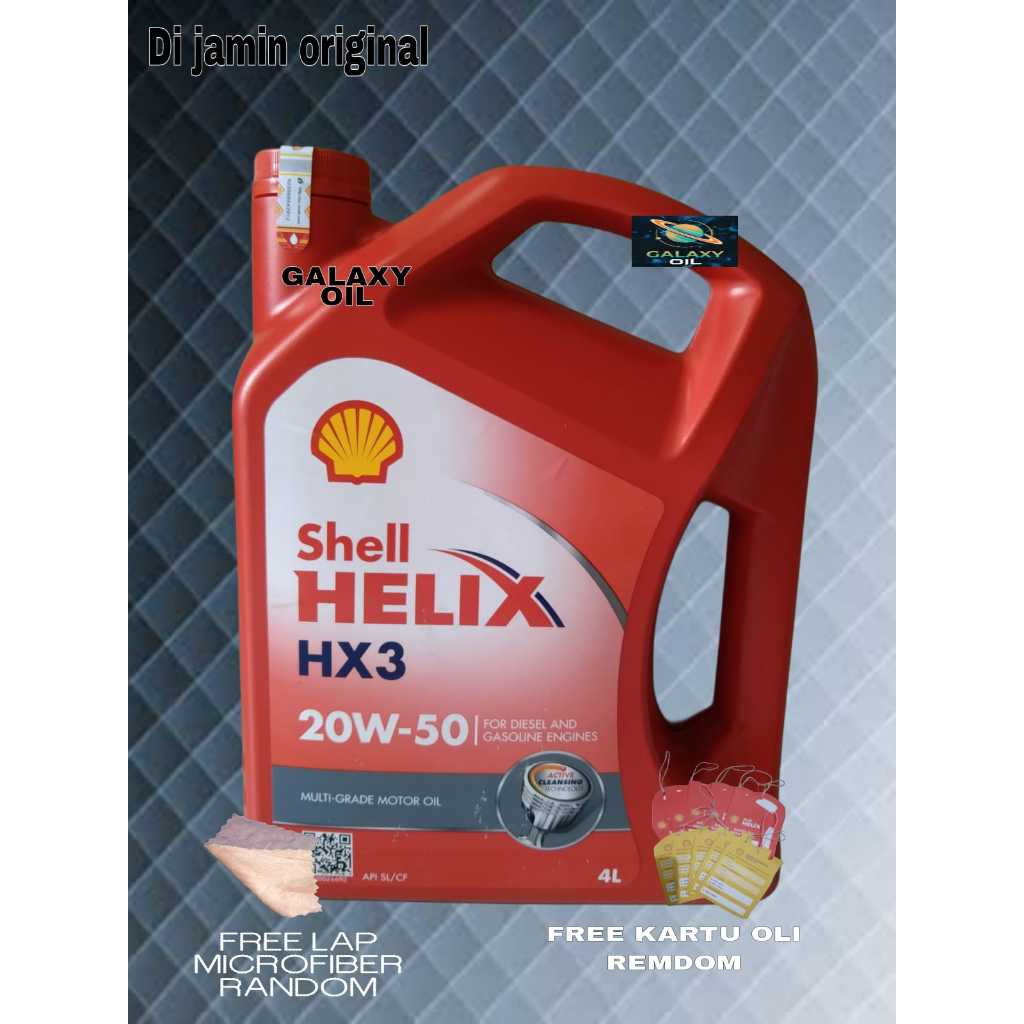 Jual OLI SHELL HELIX HX3 SAE 20W-50 ORIGINAL 100% BARCODE GALON 4L ORI ...