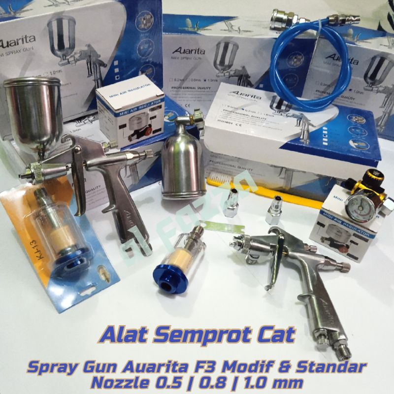 Jual Spray Gun Cat Auarita F3 Modif & Standar Nozzle | 0.5 | 0.8 | 1.0 ...