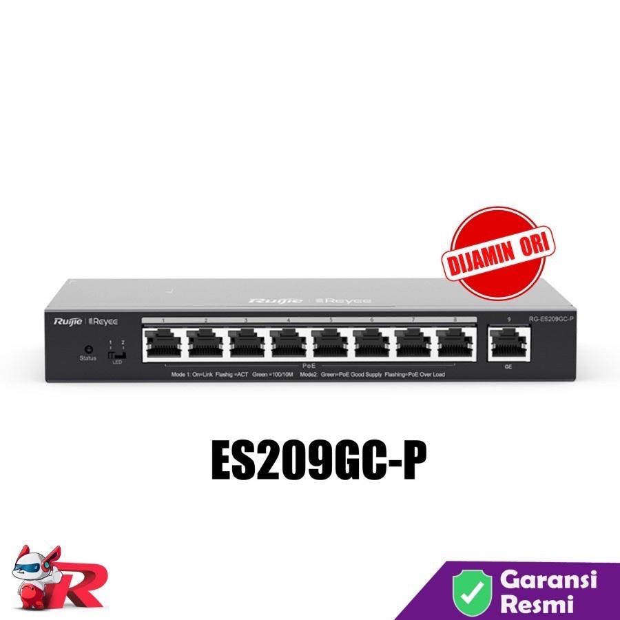Jual Ruijie|Reyee RG-ES209GC-P, 9-Port Gigabit Smart Cloud Mananged PoE ...