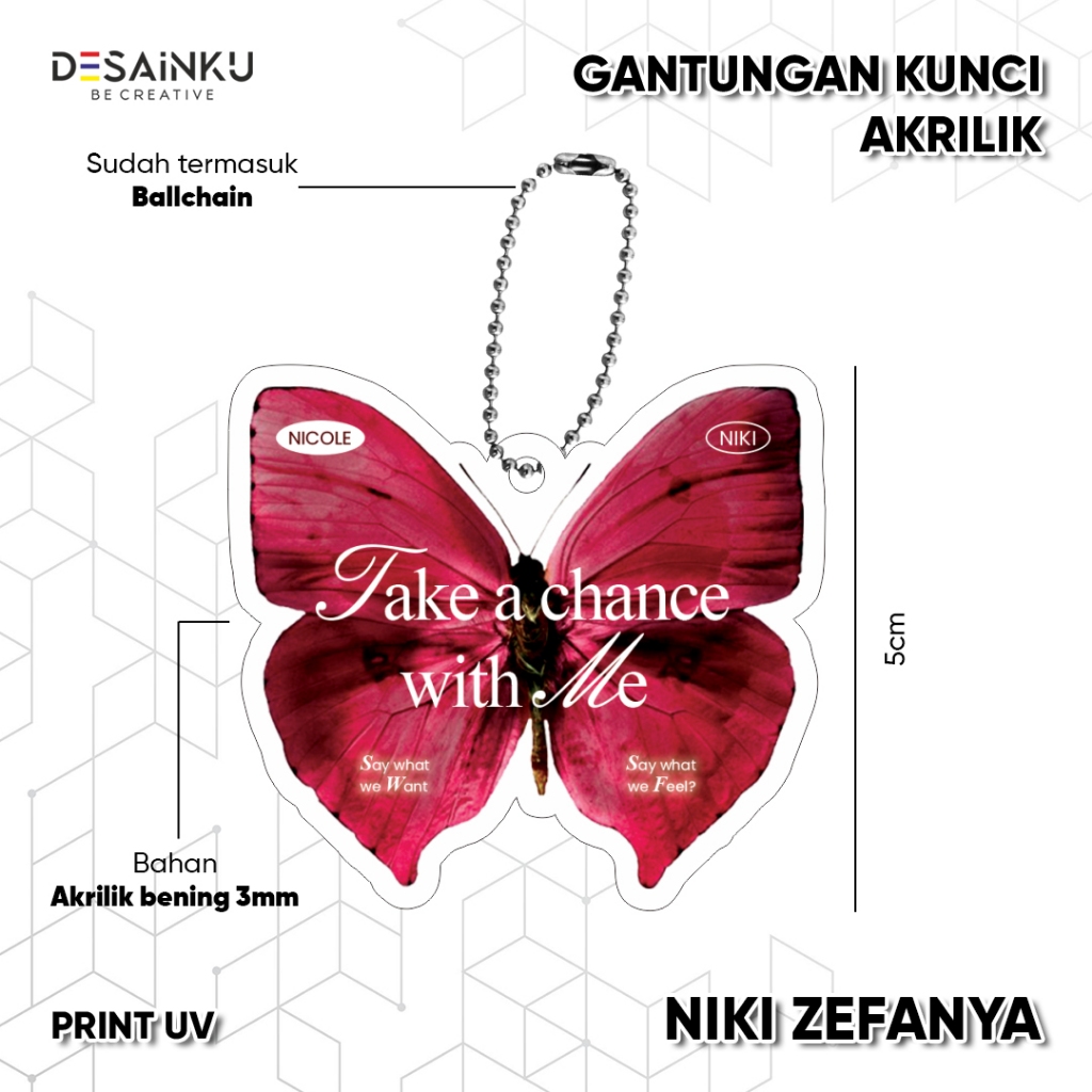 Jual Ganci NIKI ZEFANYA / Ganci lirik / Lyric Keychain / Backburner ...