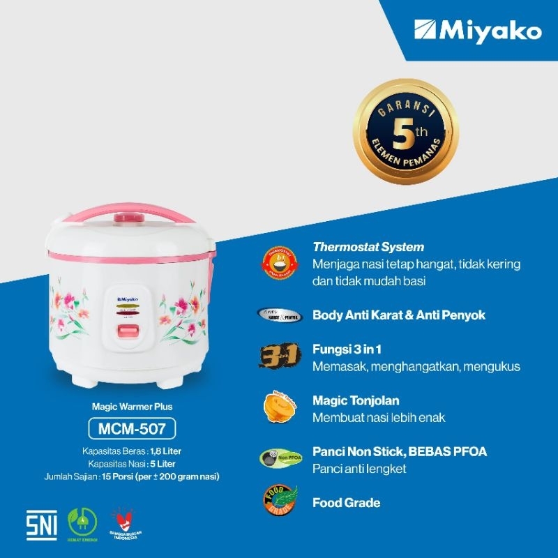 Jual MIYAKO Magic com MIYAKO MCM-507 1,8 liter Rice cooker / Penanak ...