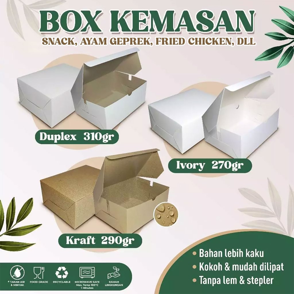 Jual BOX KEMASAN / DUS SNACK BOX / KOTAK MAKANAN / BOX AYAM GEPREK ...