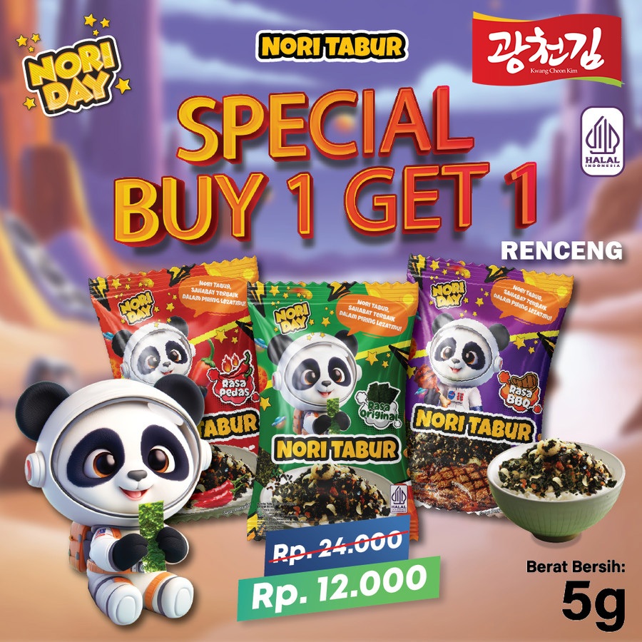 Jual (BUY 1 GET 1) NoriDay Nori Tabur Rice Noodle Halal Rumput Laut ...