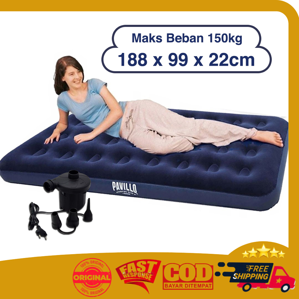 Jual Bestway Flocked Air Bed Twin Airbed Sleeping Mattress Portable ...
