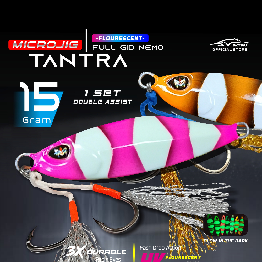 Jual Micro Jig 15 Gram SKYVIU KOKA Full GID Nemo Double Assist Hook Umpan Pancing Laut Casting ...