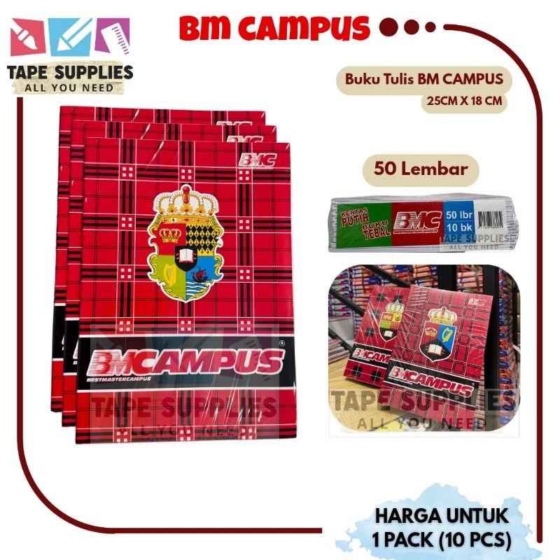 Jual (1 PACK) Buku Tulis BMCampus 50-100 Lembar / BUKU TULIS UKURAN ...