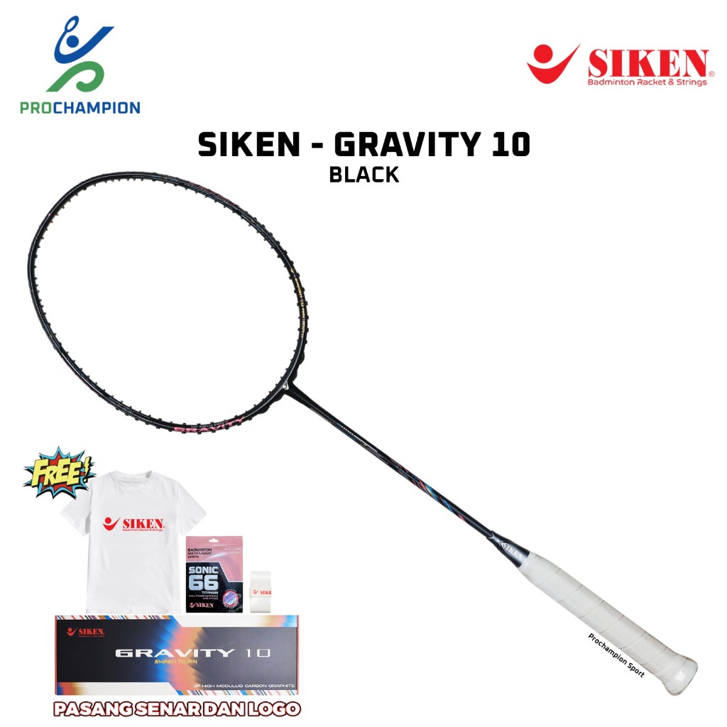 Jual Raket Badminton Siken GRAVITY TEN Black Grey Box Limited Edisi ...