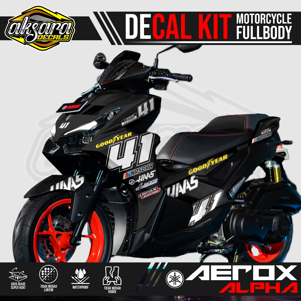 Jual BISA COD STICKER MOTOR DECAL YAMAHA AEROX ALPHA FULL BODY - NASCAR ...