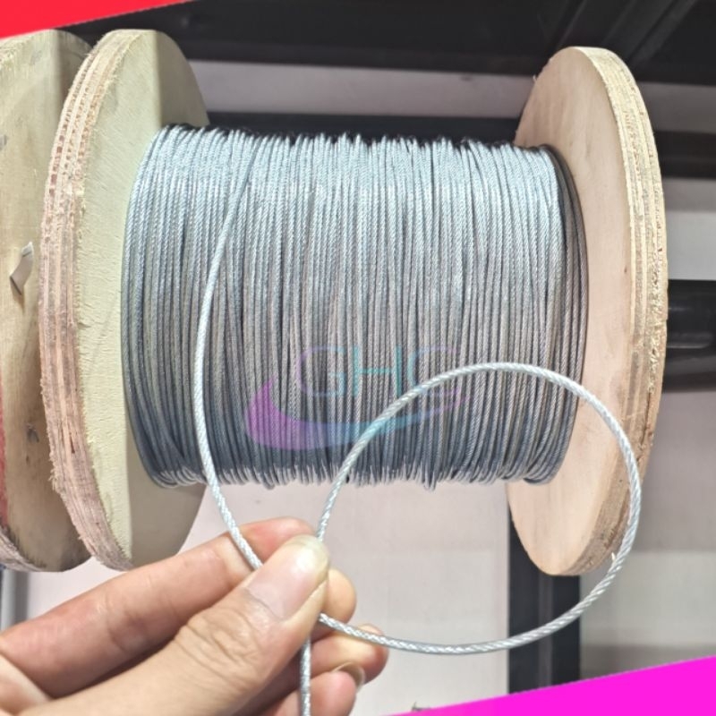 Jual Kawat Seling PVC 2mm Tali Sling Baja Galvanis Lapis Plastik PVC 2 mm | Shopee Indonesia