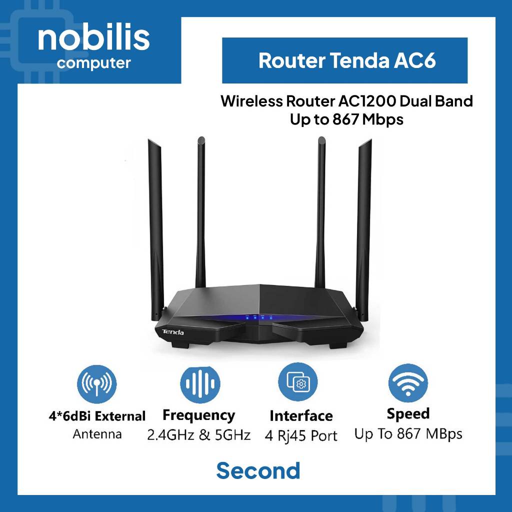Jual Tenda AC6 AC7 AC8 AC10 AC1200 Router Wireless Smart Dual Band 4 ...