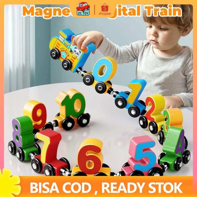 Jual ZCTOY Mainan Anak Kayu Magnet Keretadigital hewan Kereta Api ...