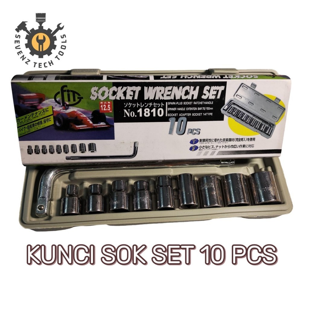 Jual KUNCI SHOCK SET 10PCS GAGANG 1/2" WRENCH SOCKET SET 10PCS KUNCI SOK MATA SOK SET 10 PCS 8 ...