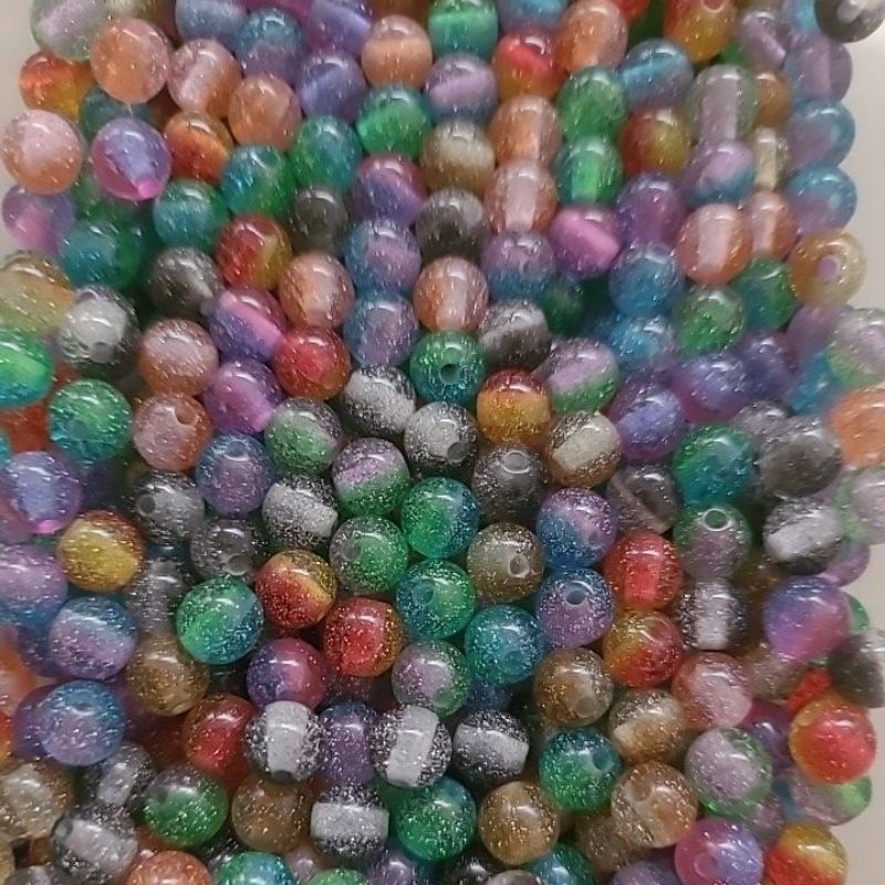 Jual manik manik bulat 8mm gradasi model glitter dan GID | Shopee Indonesia