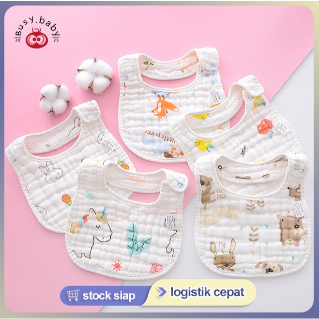Jual Busybaby Handuk air liur bayi / kain kasa katun bayi makan bib / 8 ...