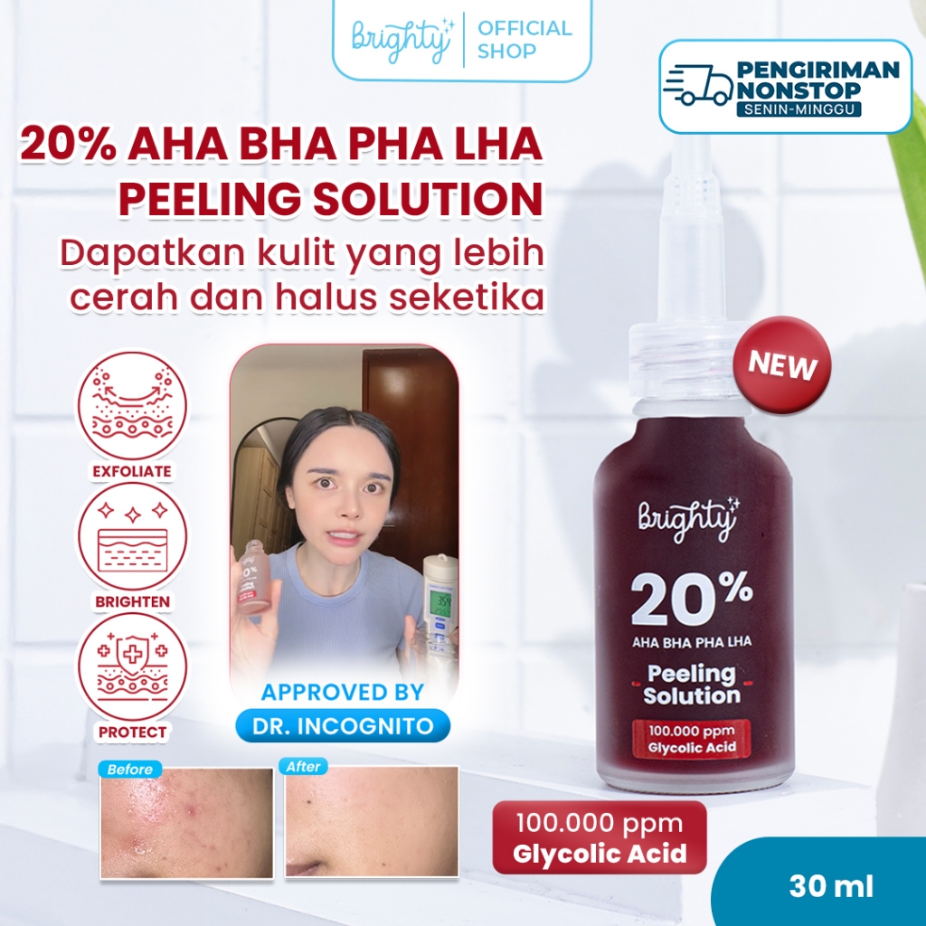Jual Brighty 20% AHA BHA PHA LHA Peeling Solution Pencerah Kulit Exfoliasi Peeling Serum ...