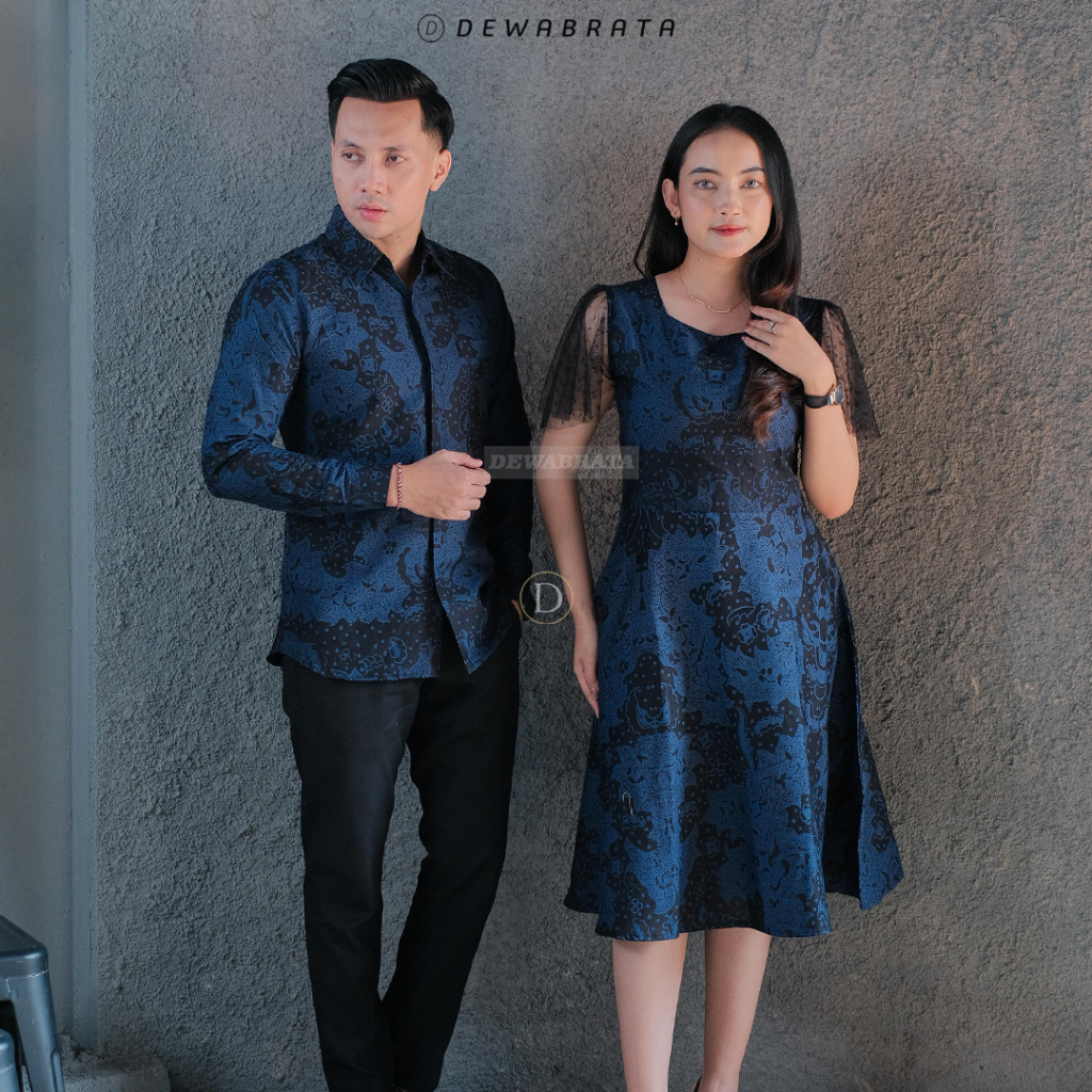 Jual Motif Ravanya Batik Couple Modern Set Couple Kemeja Dress Couple ...
