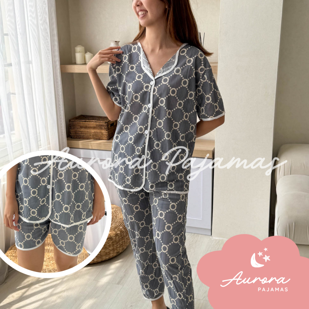 Jual Pajamas 2in1 Panjang dan Pendek Setelan Baju Tidur Lengan Panjang ...