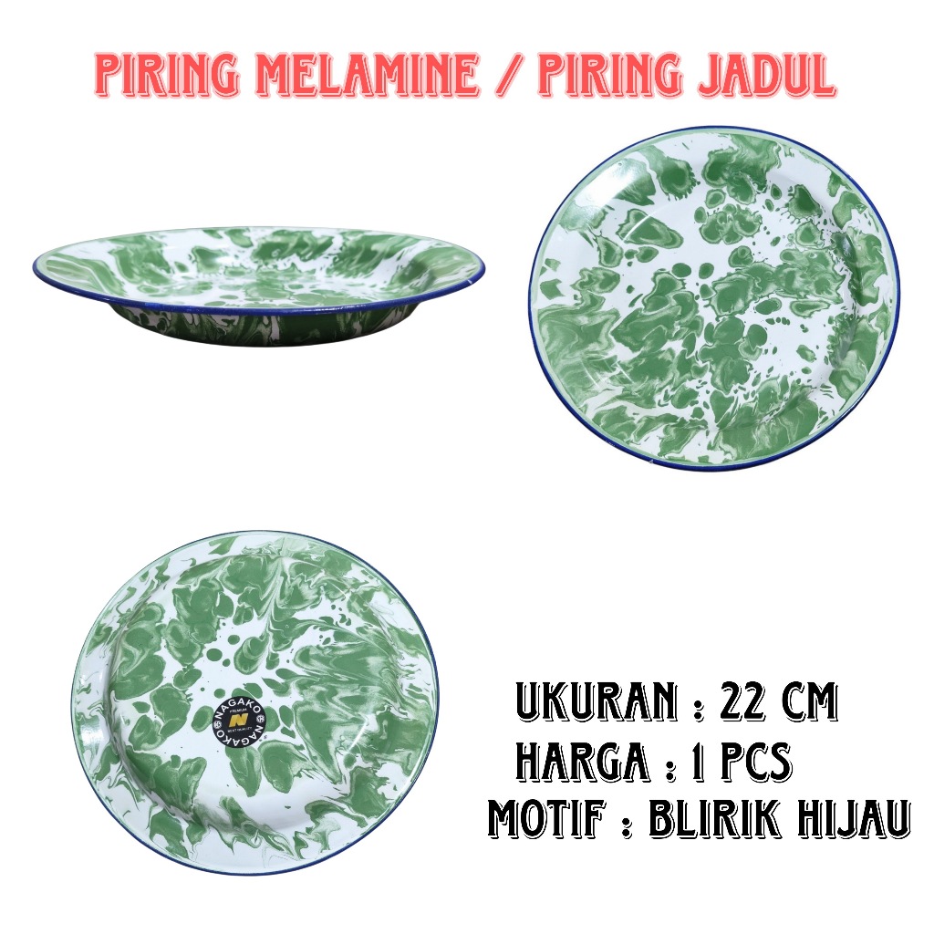 Jual PIRING ENAMEL BLIRIK JADUL PIRING SENG MOTIF BUNGA DIAMETER 22CM ...