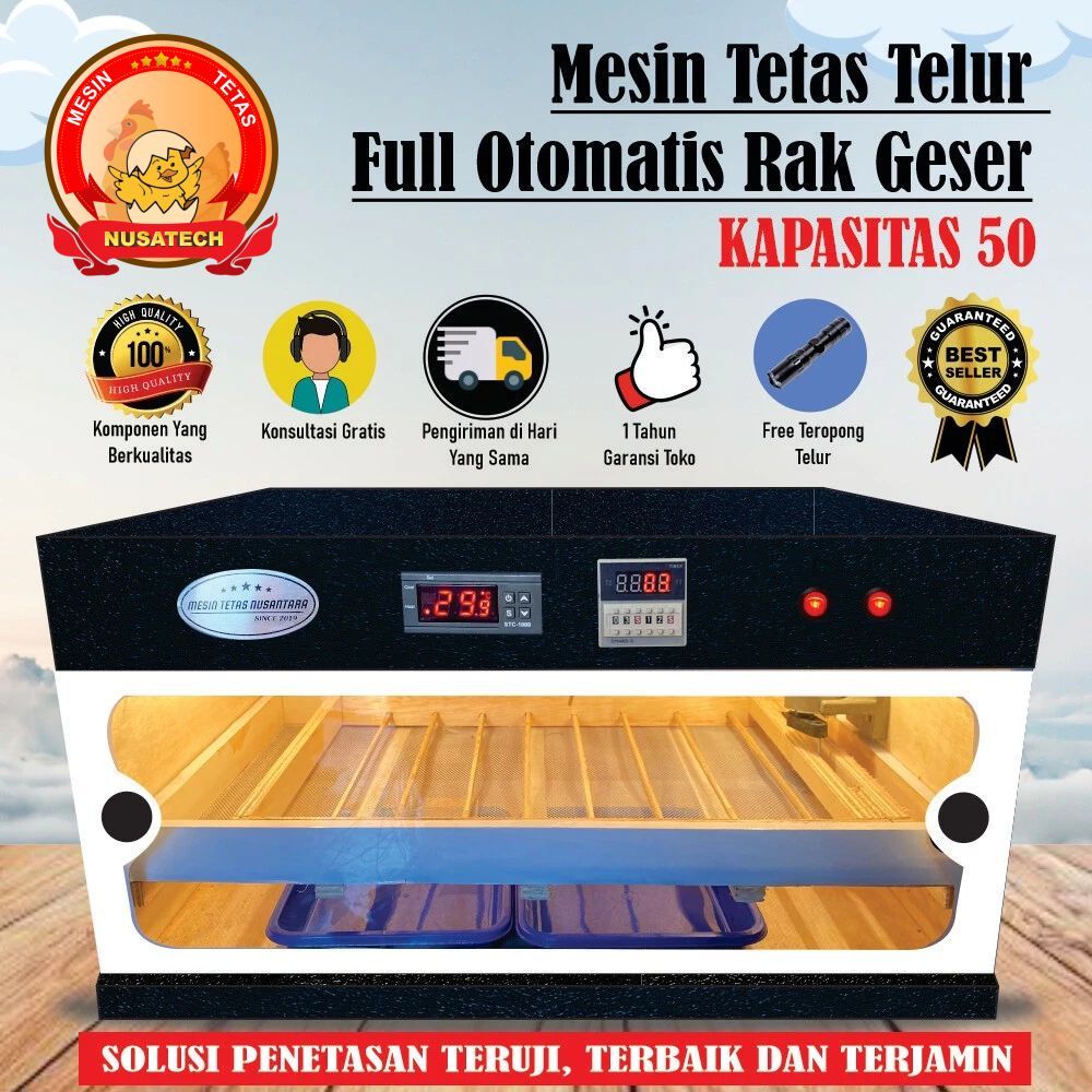 Jual Mesin Tetas Telur Full Otomatis Sistem Rak Geser Kap 50 MESIN ...
