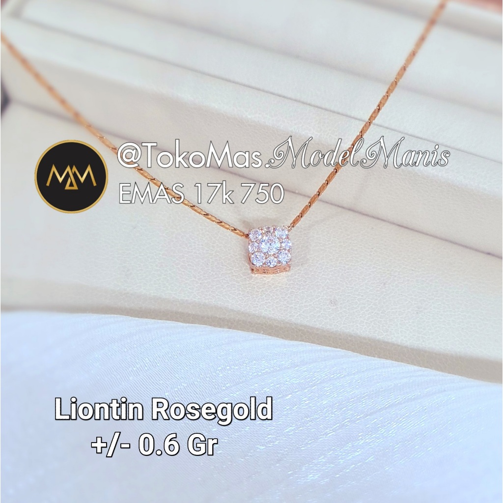 Jual Liontin Mini Cube Diamond Looks emas rosegold 750 kadar 17k ...