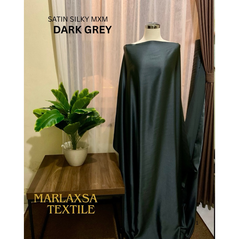Jual KAIN PURE SILKY SATEN MXM | Dark Grey | Abu Gelap | Shopee Indonesia