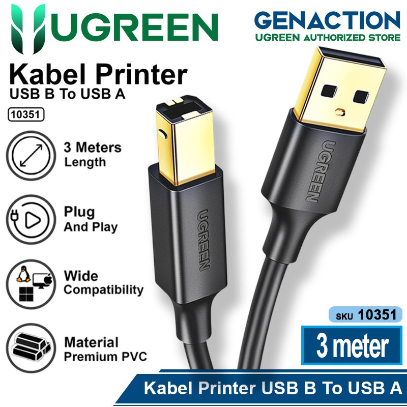 Jual UGREEN Kabel Printer USB 2.0 A, Type C,Type B for CANON HP EPSON ...