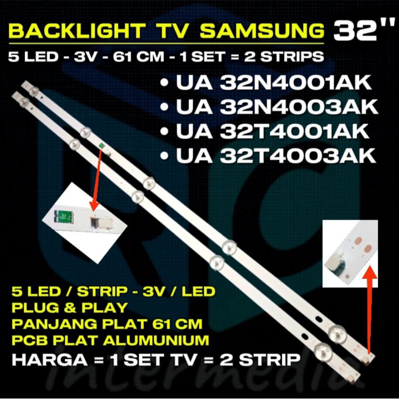 Jual BACKLIGHT TV SAMSUNG UA32N4001AK UA32N4003AK UA32T4001AK UA32T4003AK BACKLIGHT SAMSUNG 32 ...