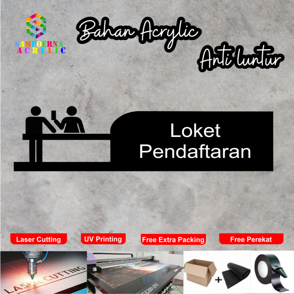 Jual Sign Akrilik Loket Pendaftaran Hollow UV Print Sign Board | Shopee ...