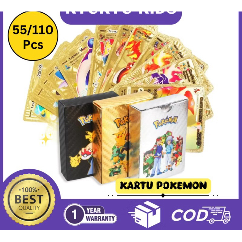 Jual Kartu Pokemon Battle Pokemon Card 55 Pc Versi inggris Black Gold Silver | Shopee Indonesia