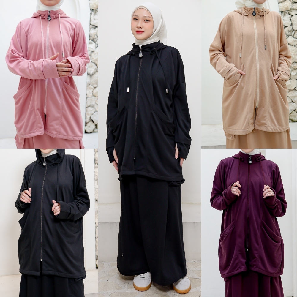 Jual Jacket Jaket Wanita Muslimah Panjang Hijaber Syari Long Hoodie ...