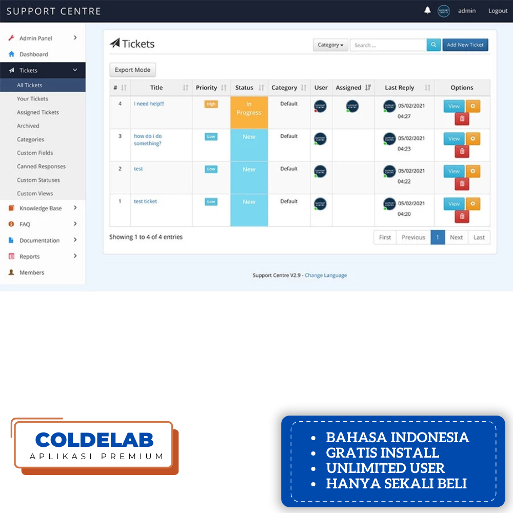 Jual Source Code Aplikasi Support Help Desk System Ticket System PHP CI ...